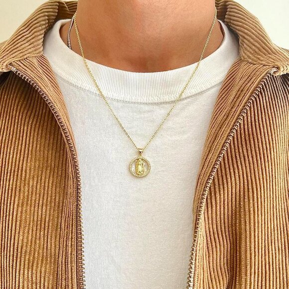 Accessories | Vintage Style Virgin Mary Gold Chain Stone Necklace ...
